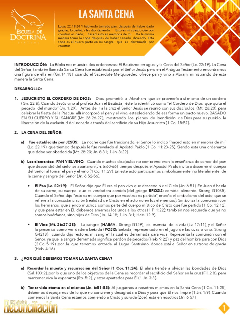 La Santa Cena - EDV | PDF | eucaristía | Última cena