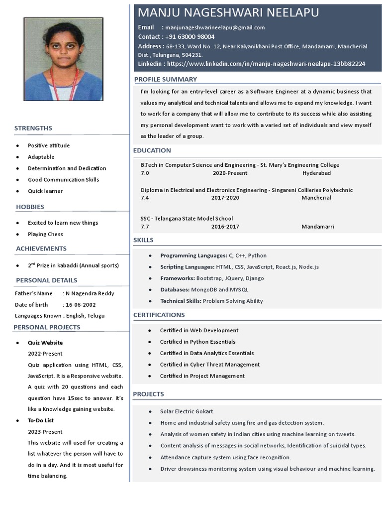 .Trashed-1694462471-Manju Nageshwari's Resume | PDF | Java Script ...