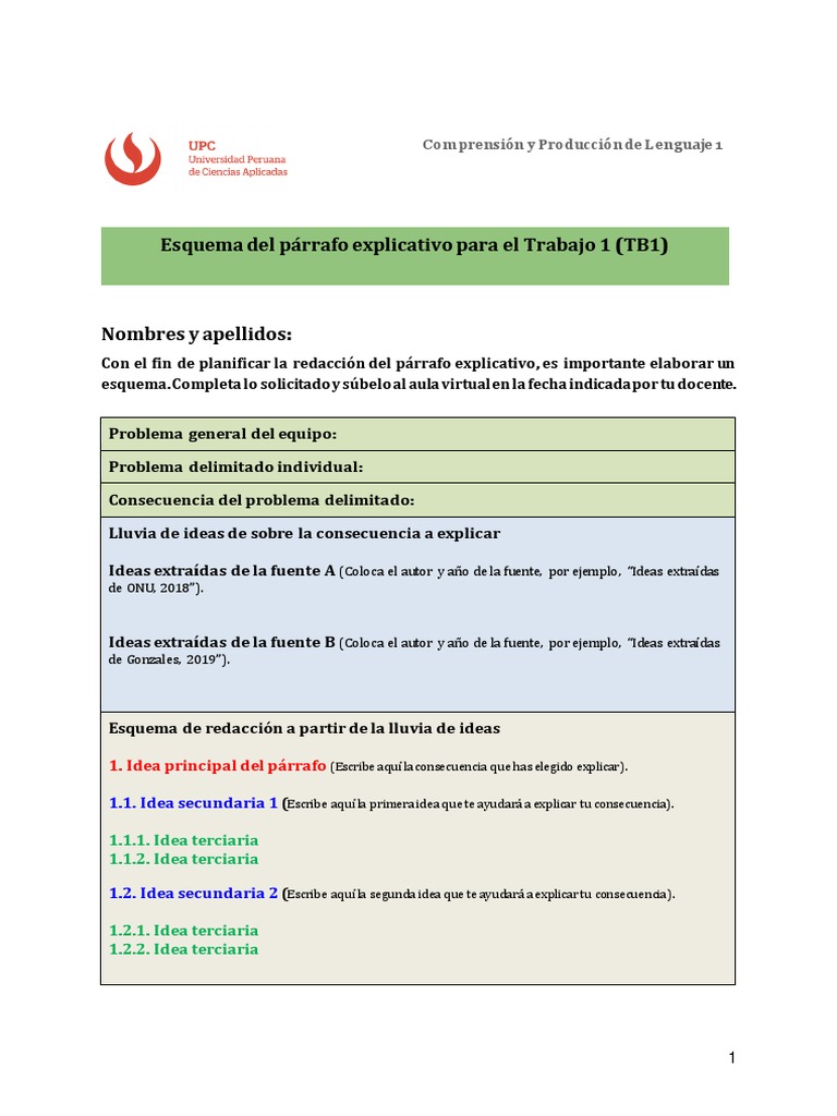 Esquema para Párrafo Explicativo | PDF