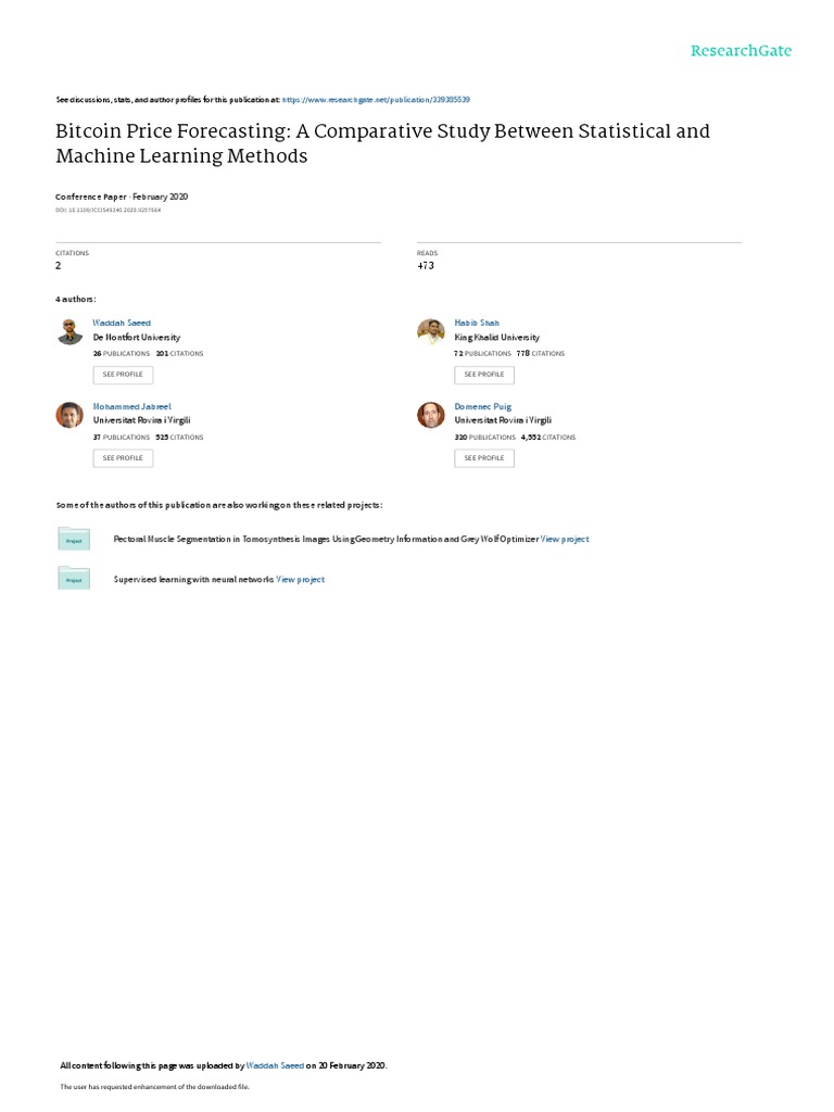 Bitcoin Price Forecasting A Comparative Study Between Statistical and Machine Learning Methods ...