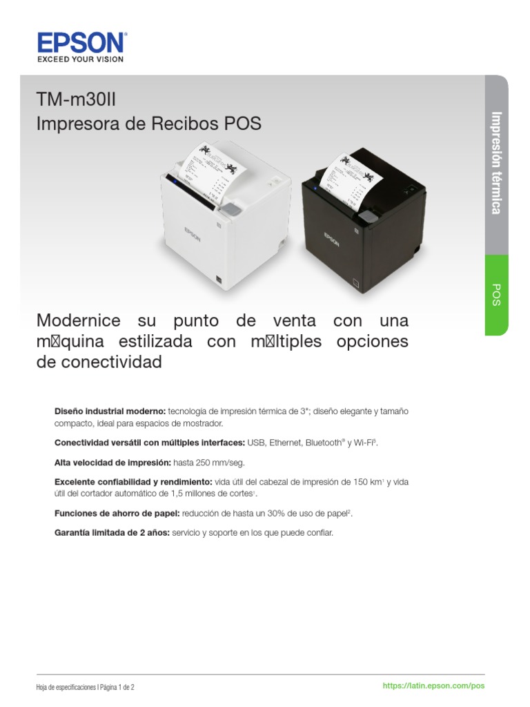 EPSON TM-M30II Ficha-Técnica-TM-m30II | PDF | USB | Impresora (Computación)