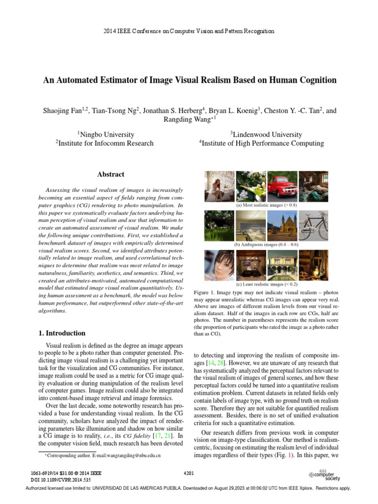 An Automated Estimator of Image Visual Realism Based On Human Cognition ...