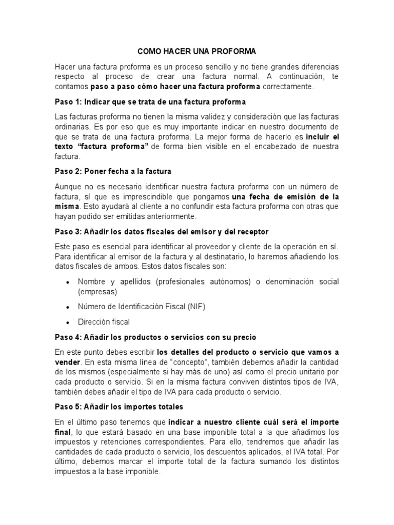 Como Hacer Una Proforma | PDF