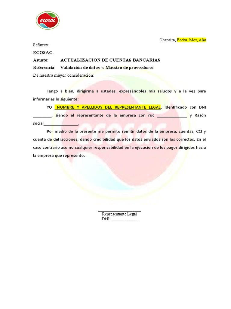 Carta Del Proveedor | PDF