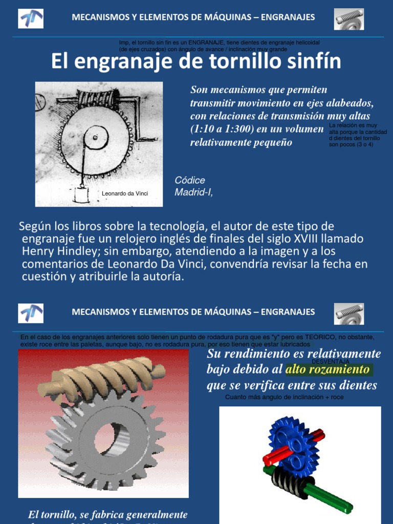 Mecanismos 2020 Clase Sinfin y Trenes de Engranajes | PDF | Engranaje | Eje