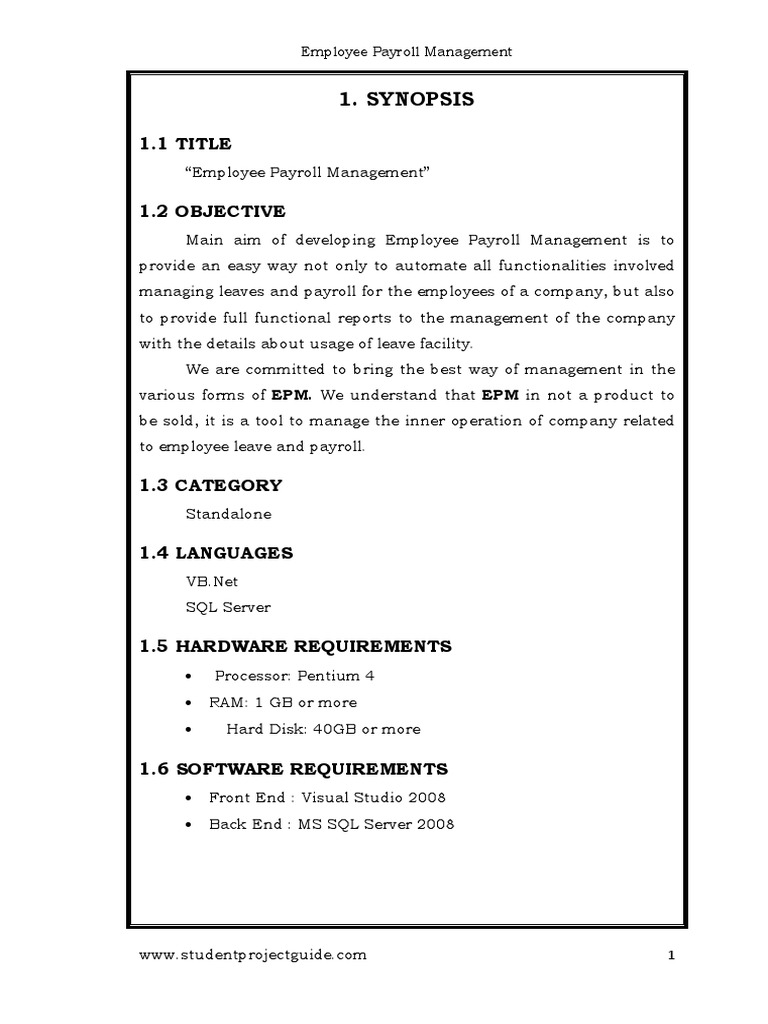 Employee Payroll and Attendance Management System | PDF | Software ...