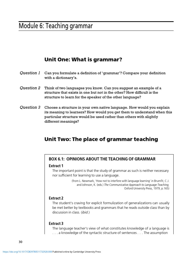 Teaching Grammar | PDF | Verb | Part Of Speech