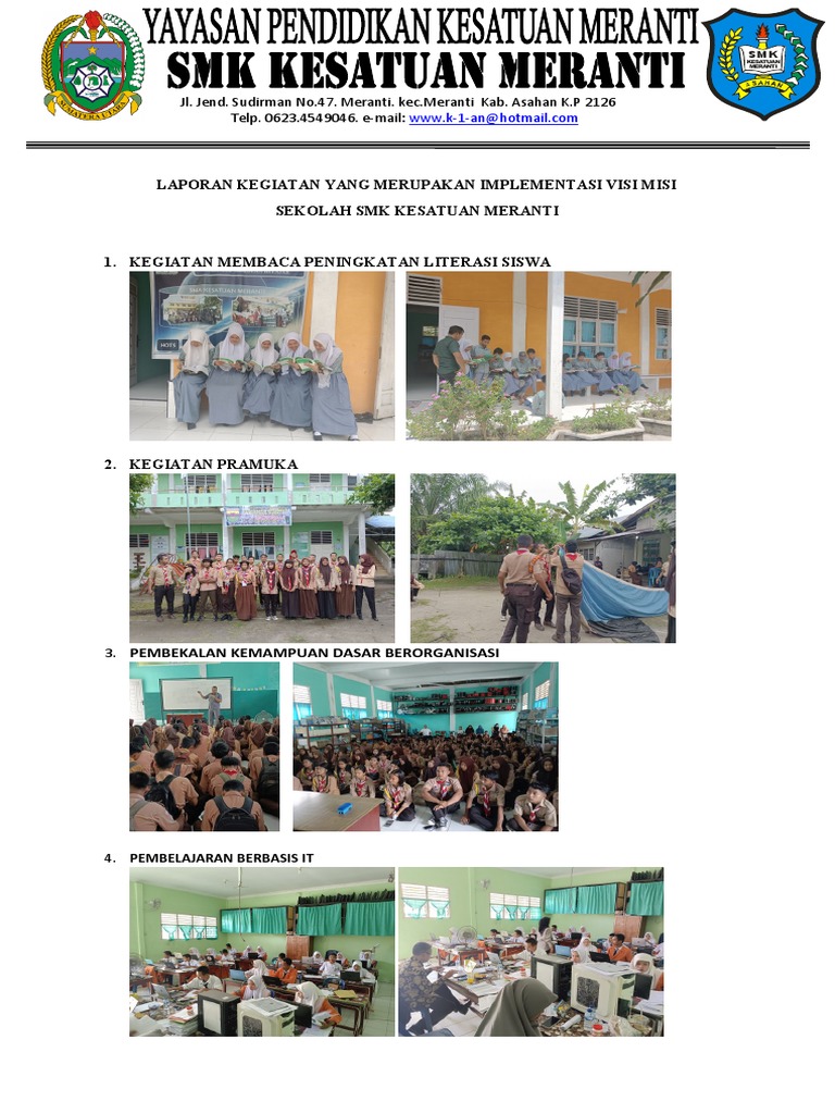 Laporan Kegiatan SMK Kesatuan Meranti | PDF