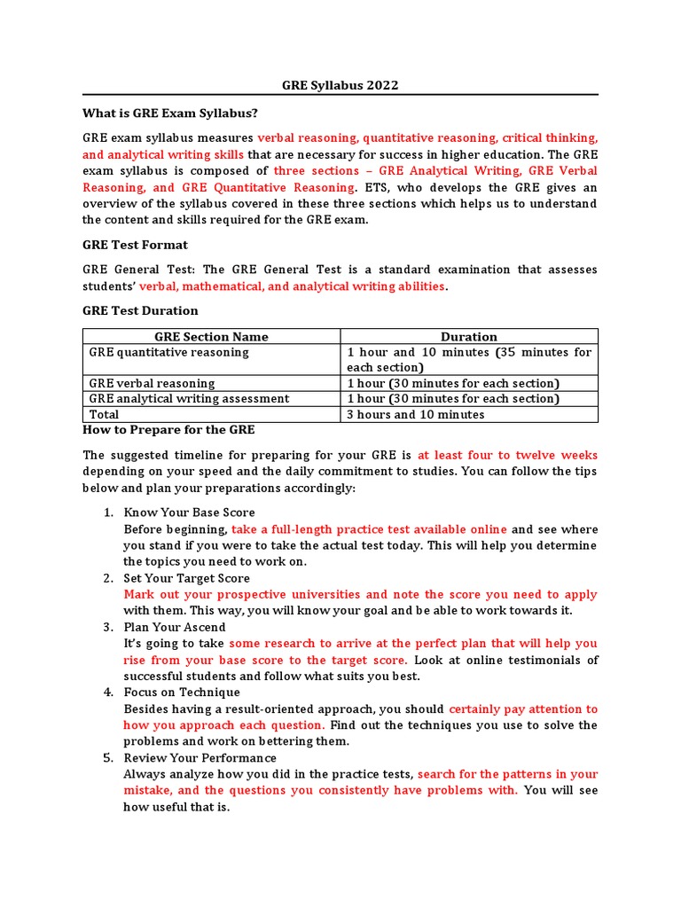 GRE Syllabus 2022 | Download Free PDF | Graduate Record Examinations ...