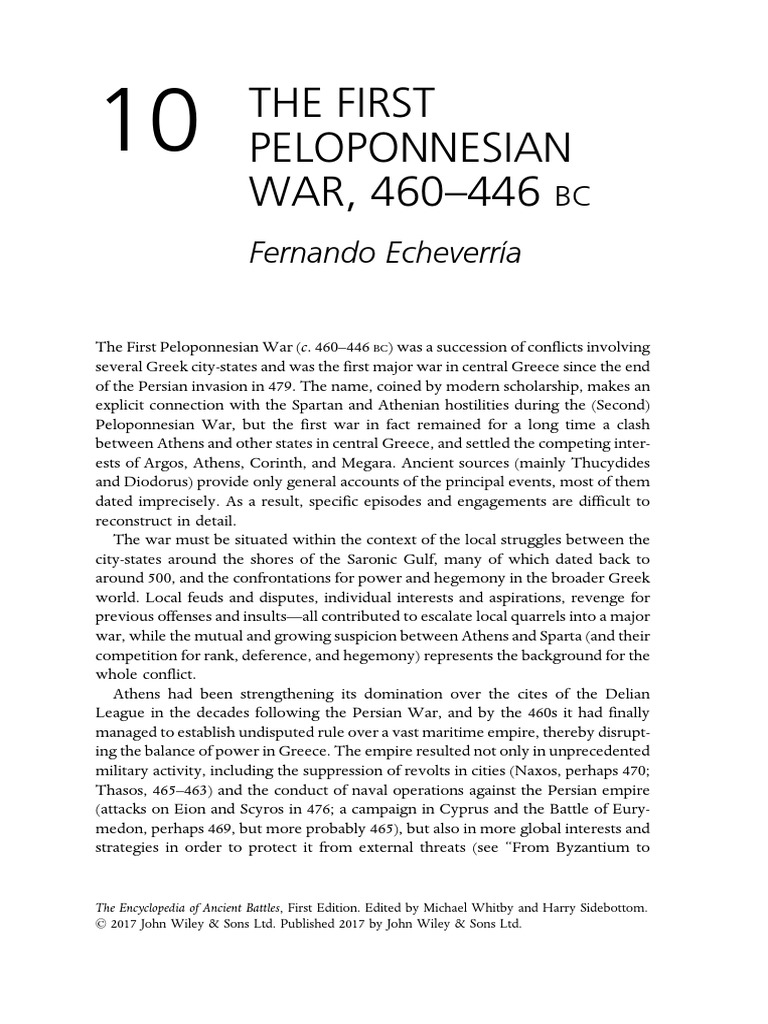 Overview of the First Peloponnesian War | PDF | Peloponnesian War ...