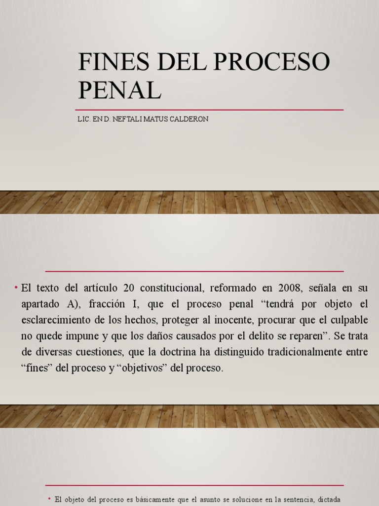 Fines Del Proceso Penal | PDF | Derecho penal | Procedimiento Criminal