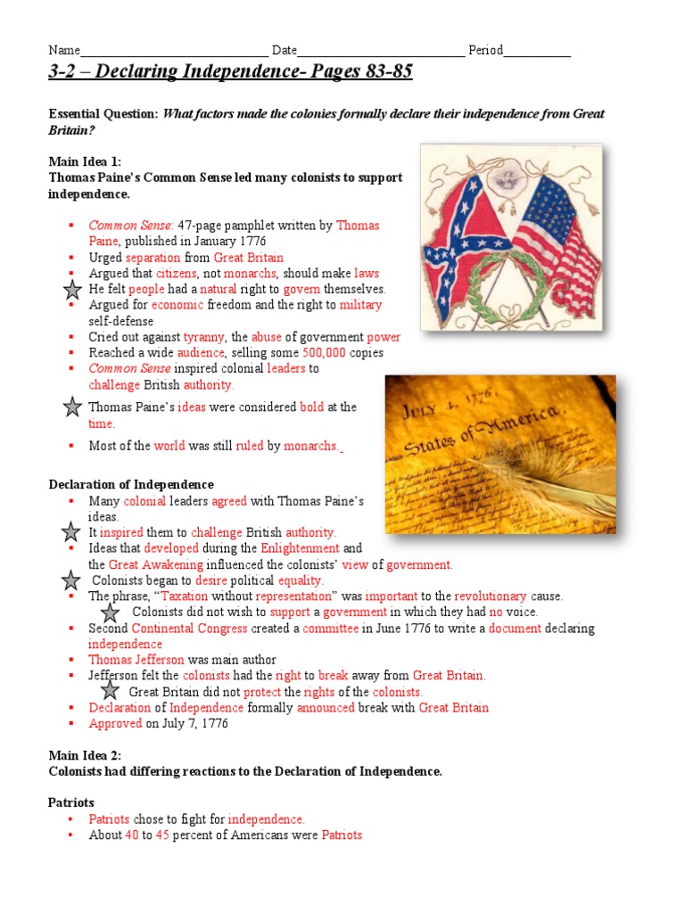 Factors Leading to Independence | PDF | United States Declaration Of ...