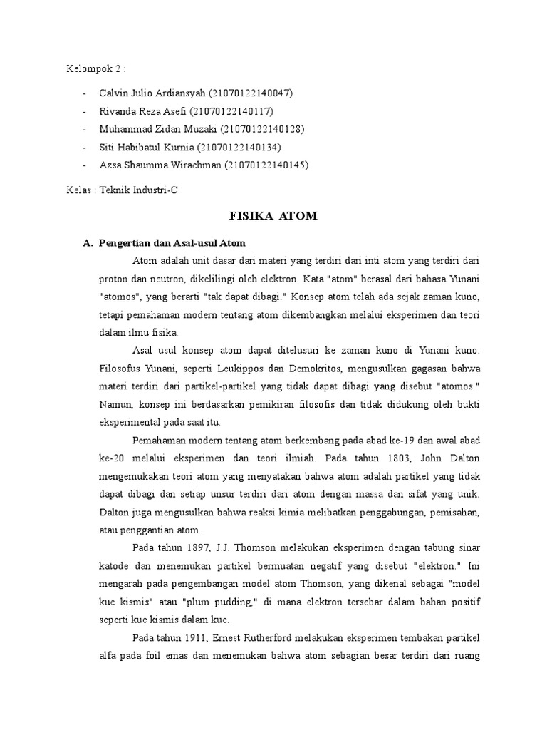 Kelompok 2 - Fisika Atom | PDF