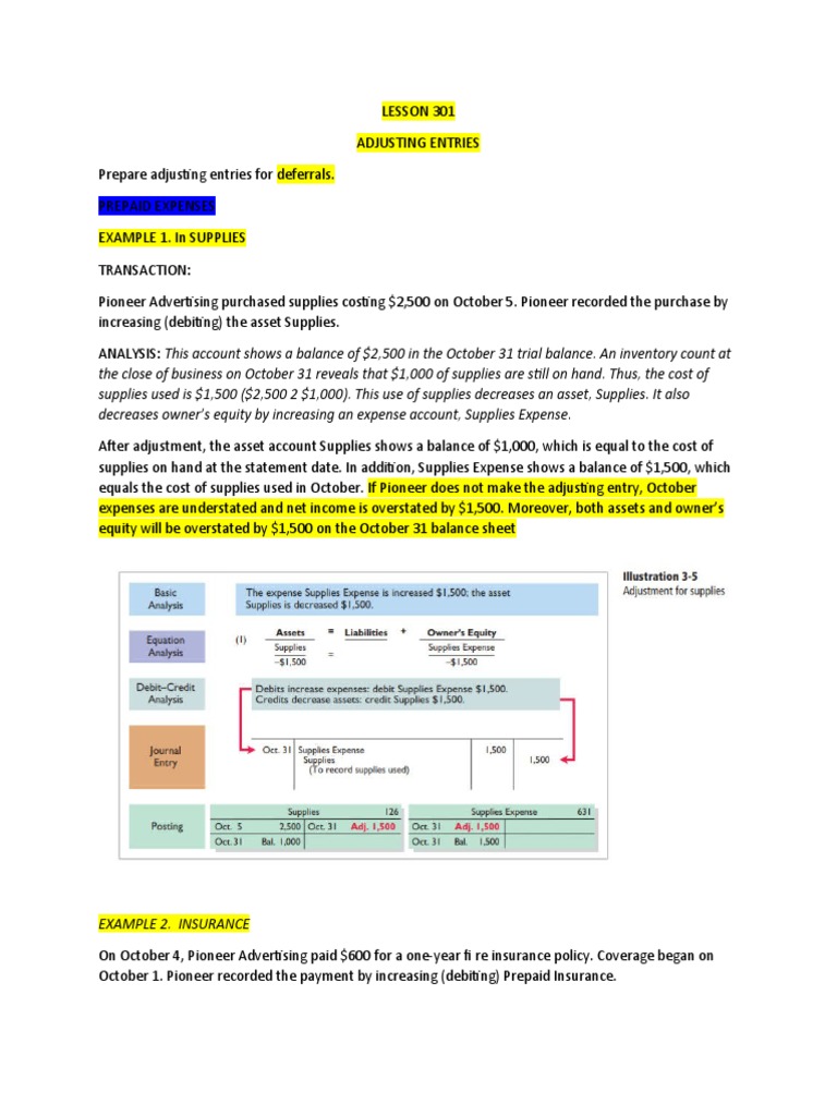 Adjusting Entries for Deferrals | PDF | Debits And Credits | Depreciation