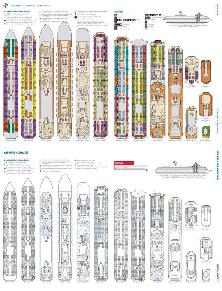 Carnival Conquest Deck Plan PDF | PDF | Deck (Ship) | Watercraft