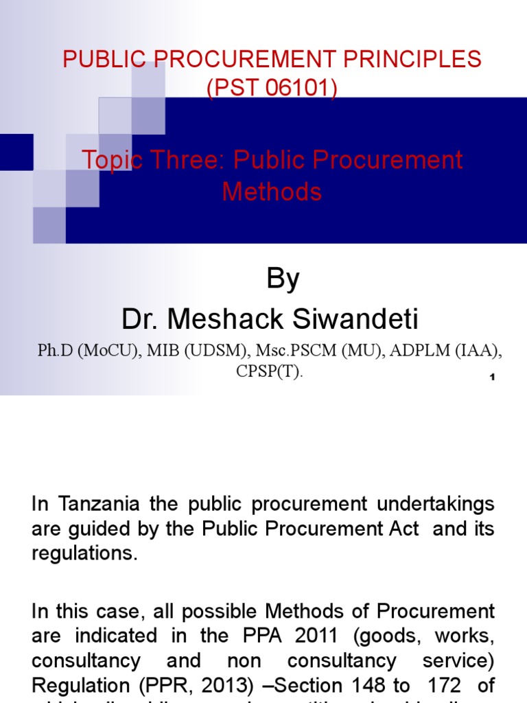 Topic Three Procurement | PDF | Procurement | Public–Private Partnership