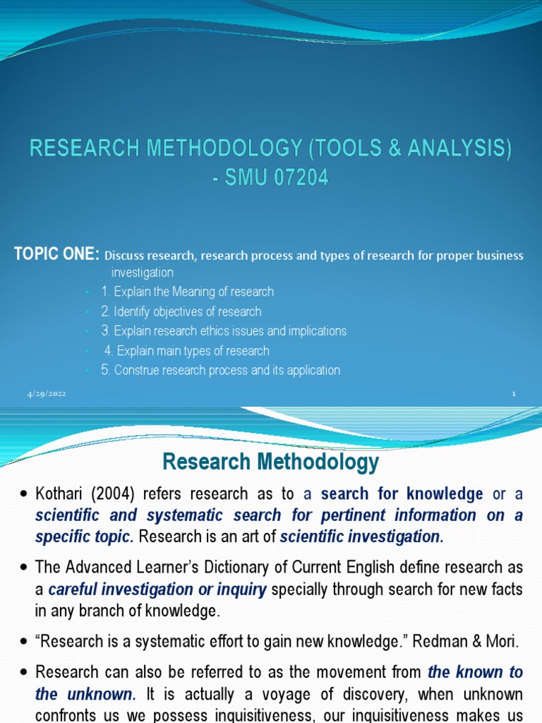 Lesson 1 - Describe Research Process and Types of Research For Proper ...