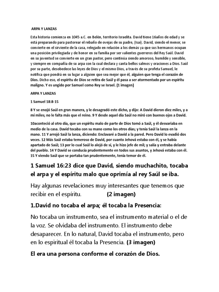 David y su arpa: Adoración y poder | PDF | David | Saulo