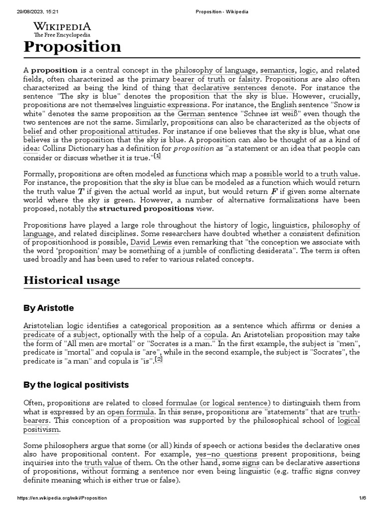 Proposition | PDF | Proposition | Logic
