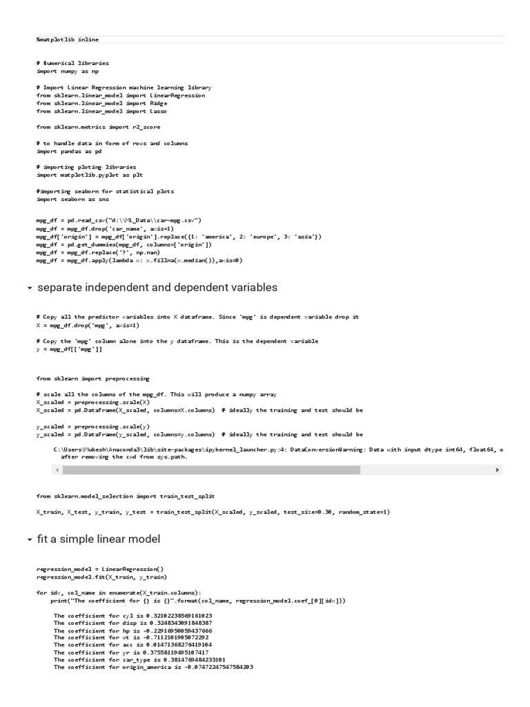 Ridge - Lasso - Regression (1) .Ipynb - Colaboratory | PDF | Dependent And Independent Variables ...