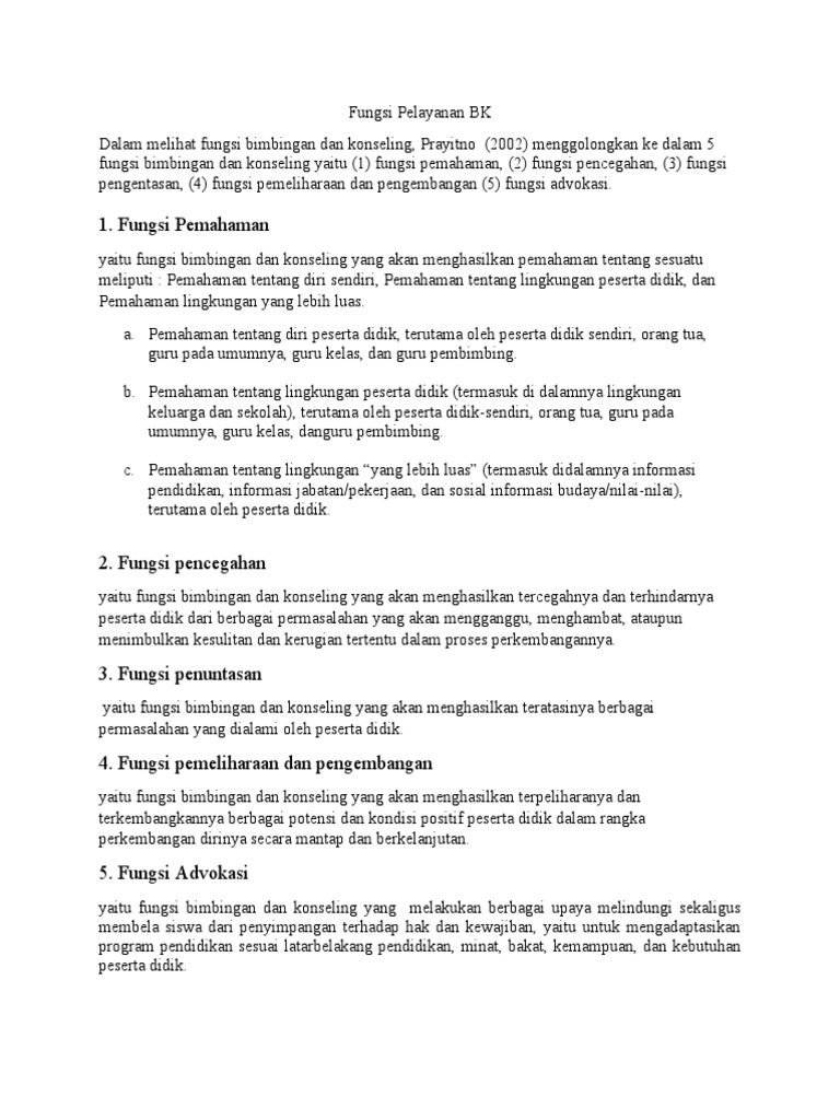 Fungsi Pelayanan BK | PDF