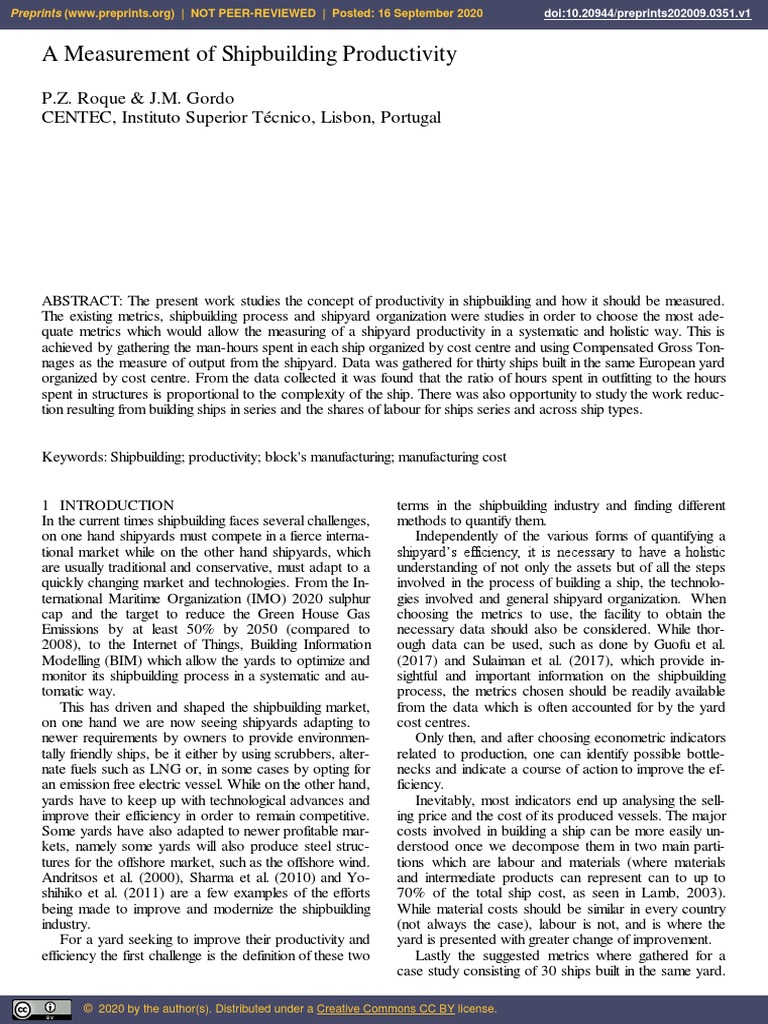A Measurement of Shipbuilding Productivity | PDF | Ships | Capital ...