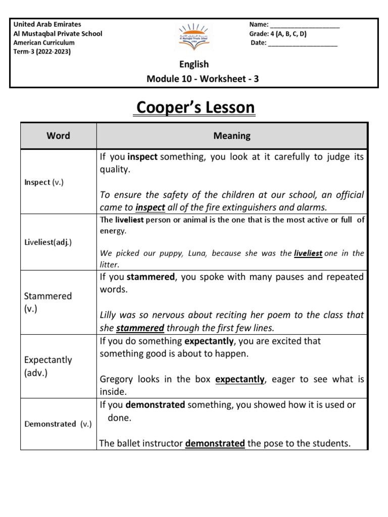 Cooper's Lesson | PDF