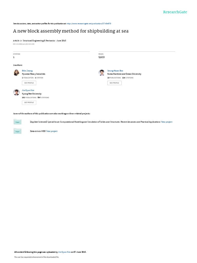 A New Block Assembly Method For Shipbuilding at Sea | PDF | Ships | Shipbuilding