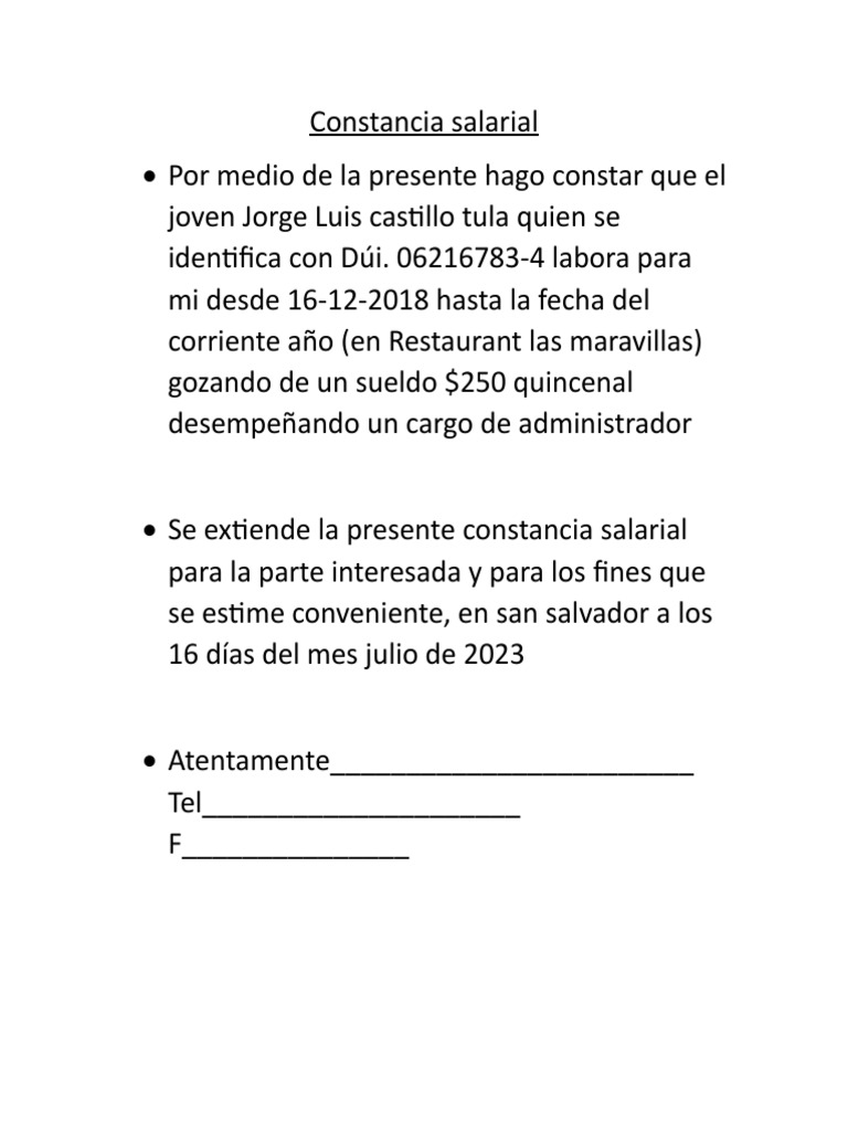 Constancia Salarial | PDF