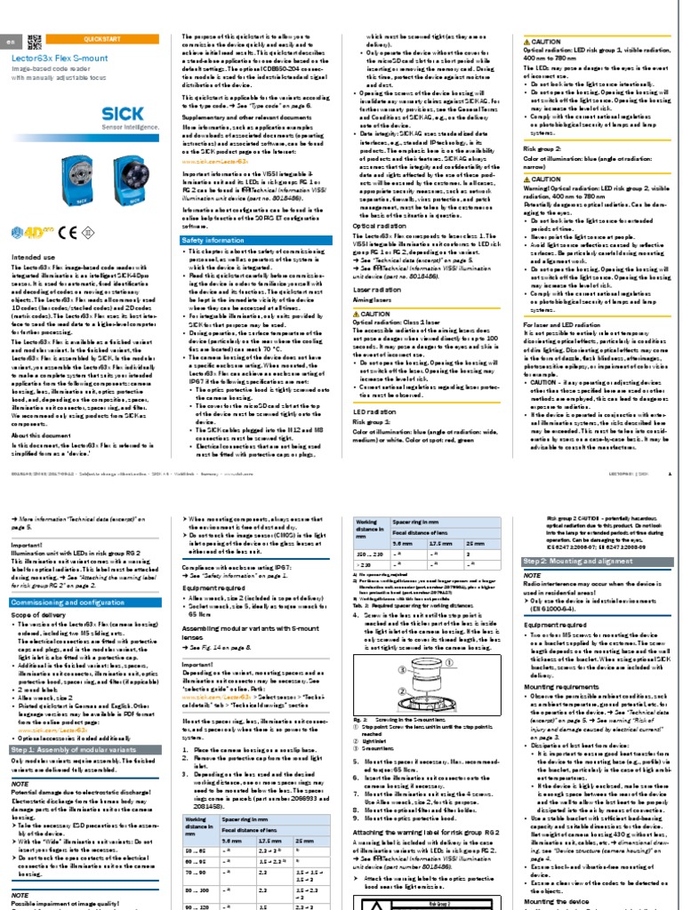 Operating Instructions Lector63x Flex S Mount en IM0063727 | Download Free PDF | Electrical ...