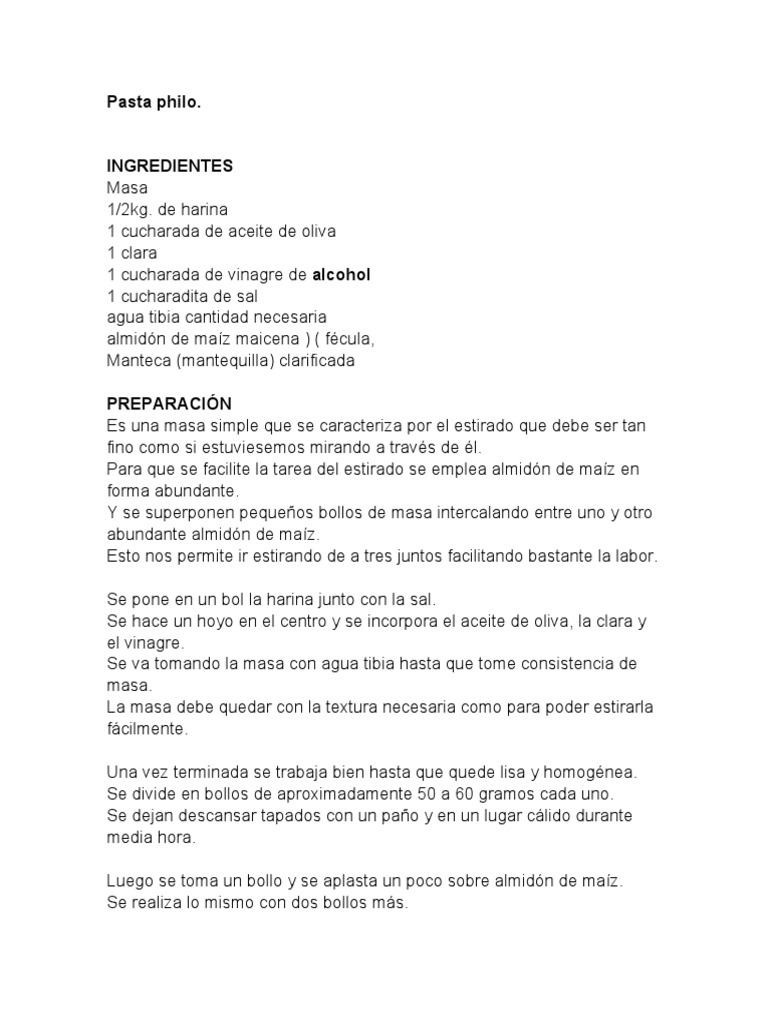 Pasta Philo Receta | PDF
