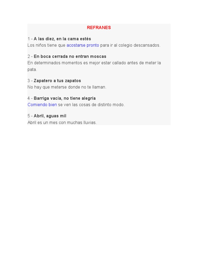 Refranes Cuentos | PDF