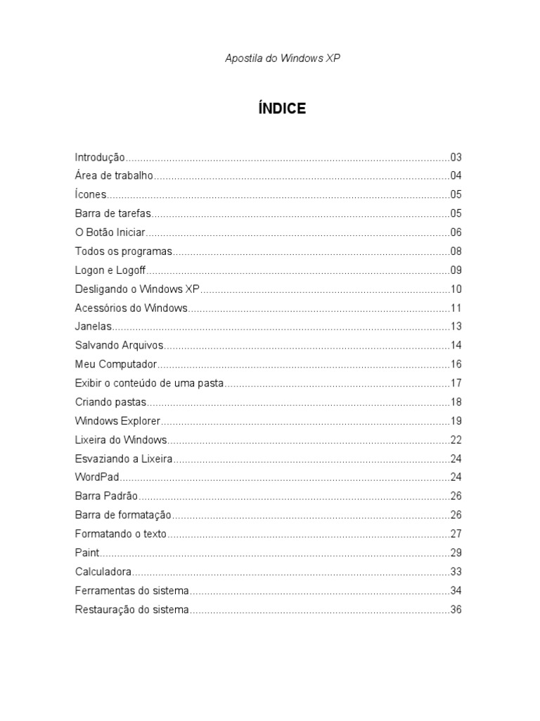 Apostila Do Windows XP | PDF | Microsoft Windows | Janela (informática)