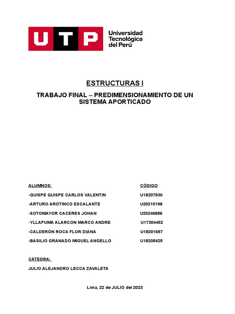 Estructura 1 Trabajo Final - Grupo 2 | Descargar gratis PDF | Dormitorio | Viga (Estructura)