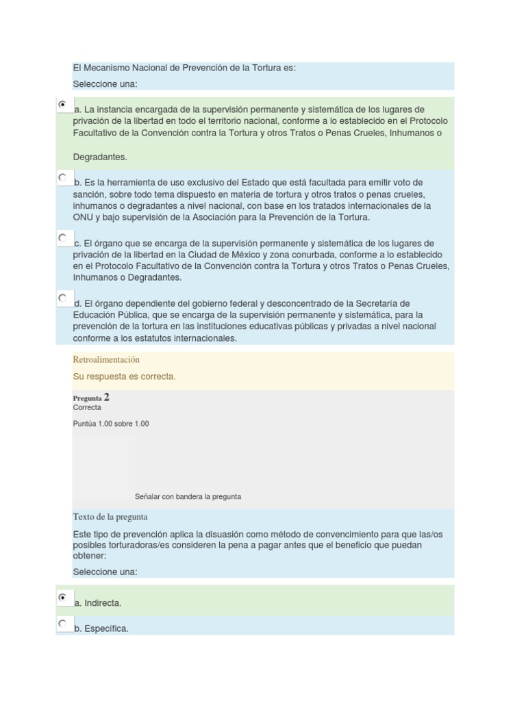 Examen Final Modulo 4 Prevecion A La Tortura CNDH | PDF | Tortura | Convenio europeo de derechos ...