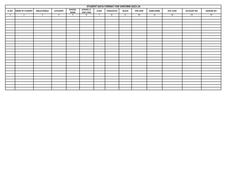 Student Data Uniform 2023-2024 | PDF