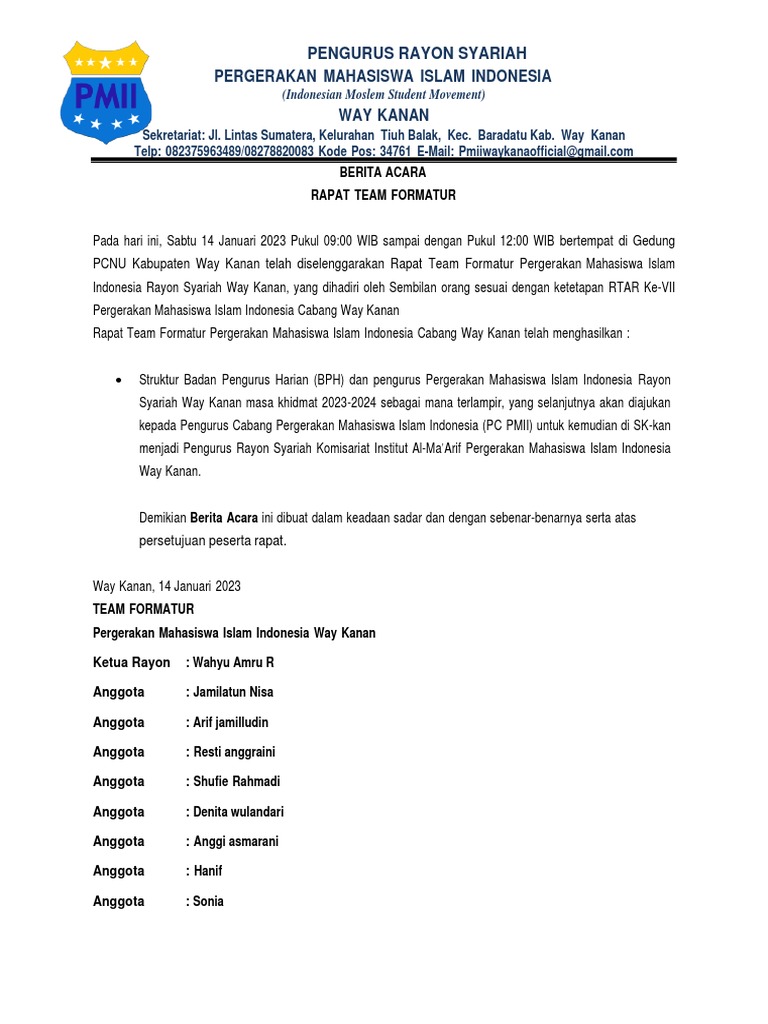 03 Berita Acara Tim Formatur | PDF