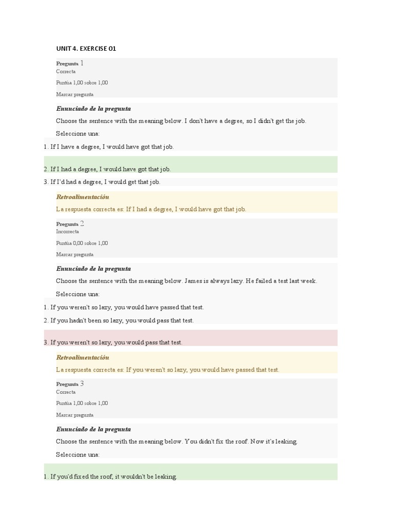 Exercise 01 02 03 - Unit 4 | PDF
