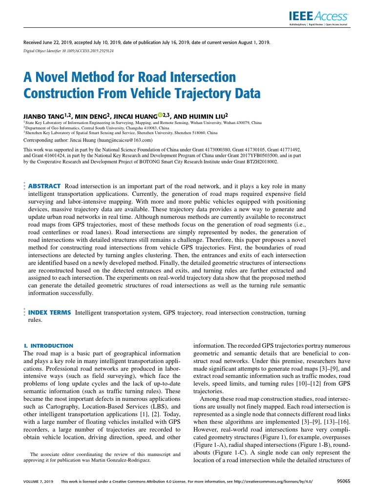 A Novel Method For Road Intersection Construction From Vehicle Trajectory Data | Download Free ...
