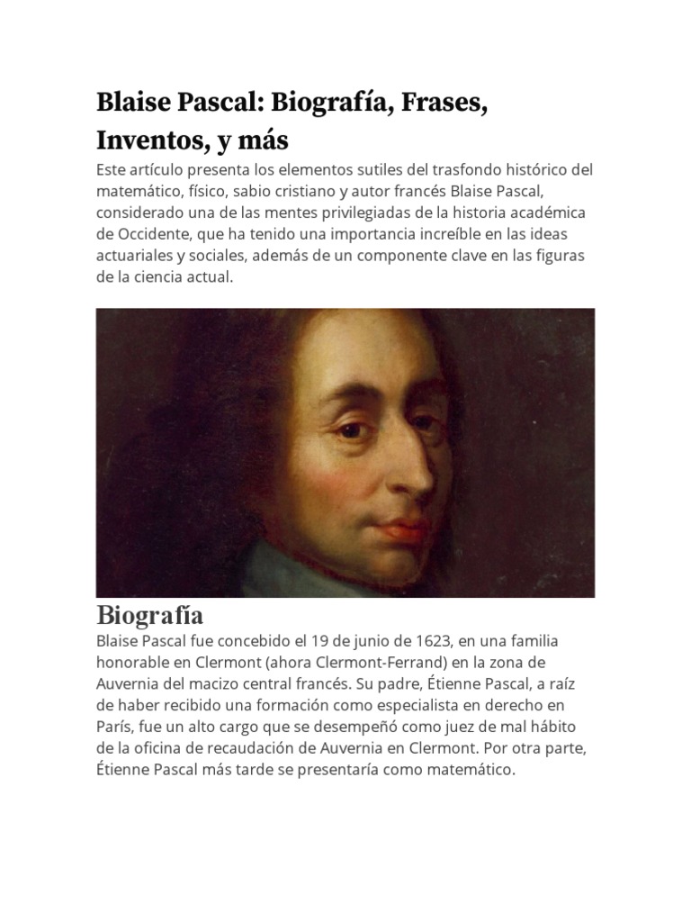 Blaise Pascal BIBLIOGRAFIA | PDF | Ruleta | Vacío