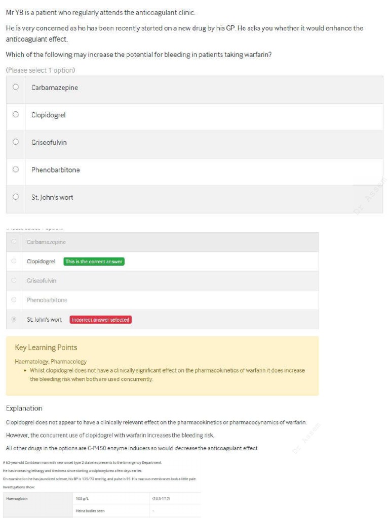 MRCP - PART ONE - OnExamination 2020 - Haematology | PDF