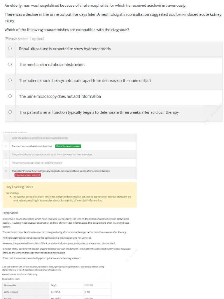 MRCP - PART ONE - OnExamination 2020 - Nephrology | PDF