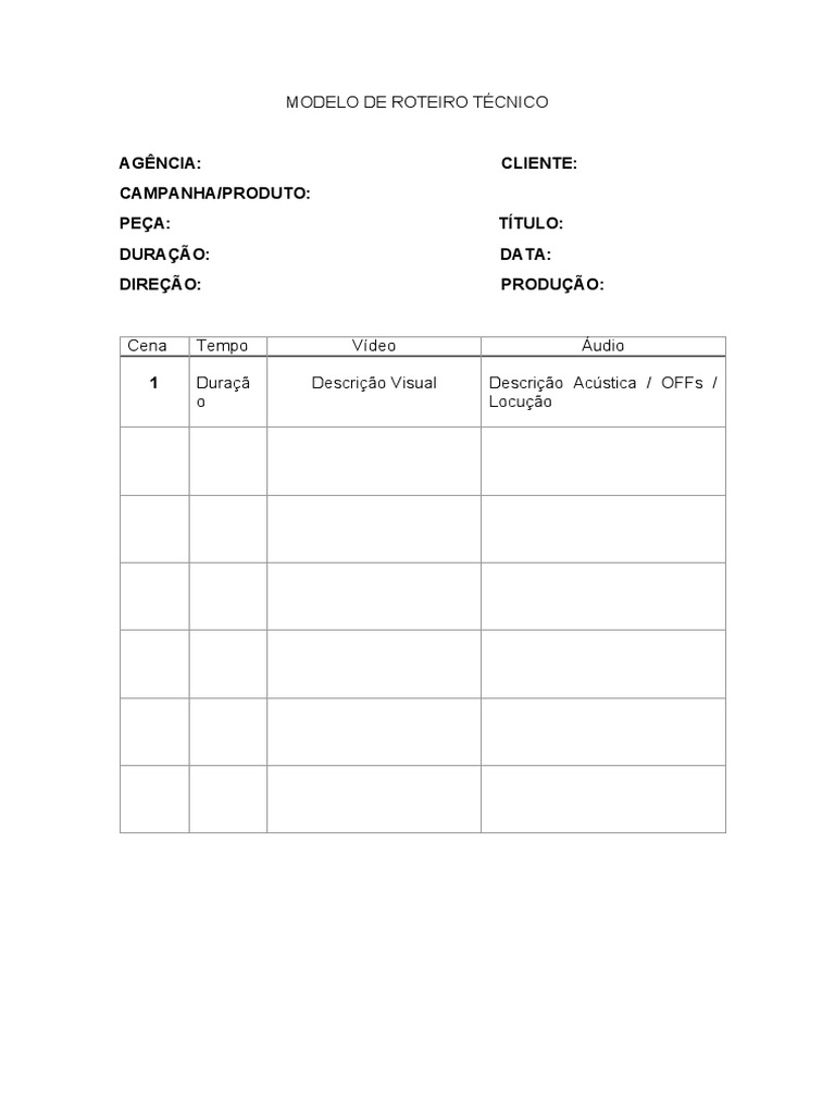 Modelo Exemplo de Roteiro Técnico | PDF