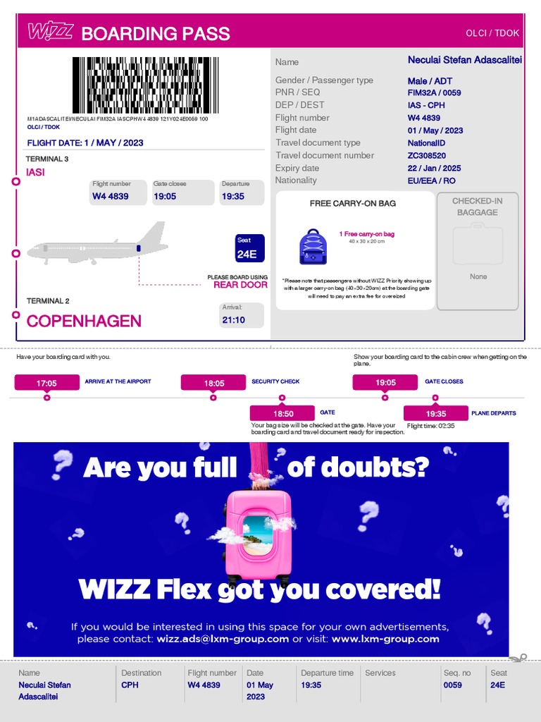 BoardingCard 309932434 IAS CPH | PDF | Transport | Aviation