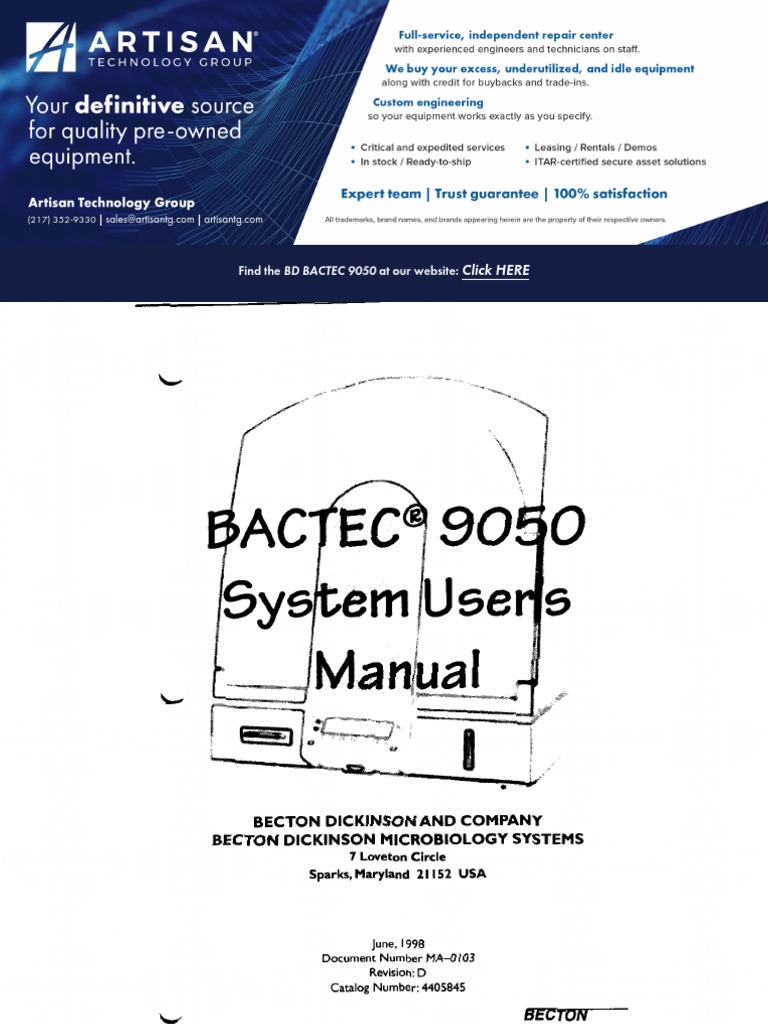 BD BACTEC 9050 Manual 201910916115 | PDF | Medical Specialties