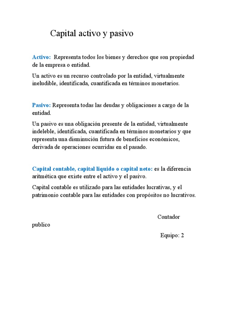 Capital Activo y Pasivo | PDF