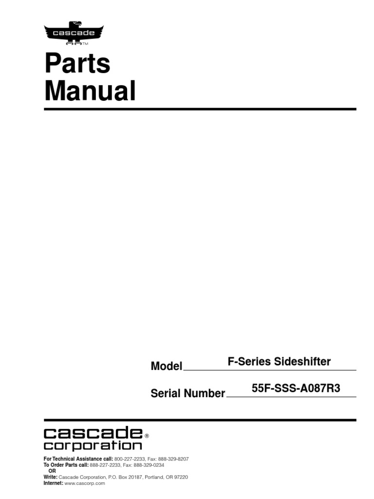 Manual de Partes Desplazador Cascade Ty 55f-Sss-A087r3 | PDF ...