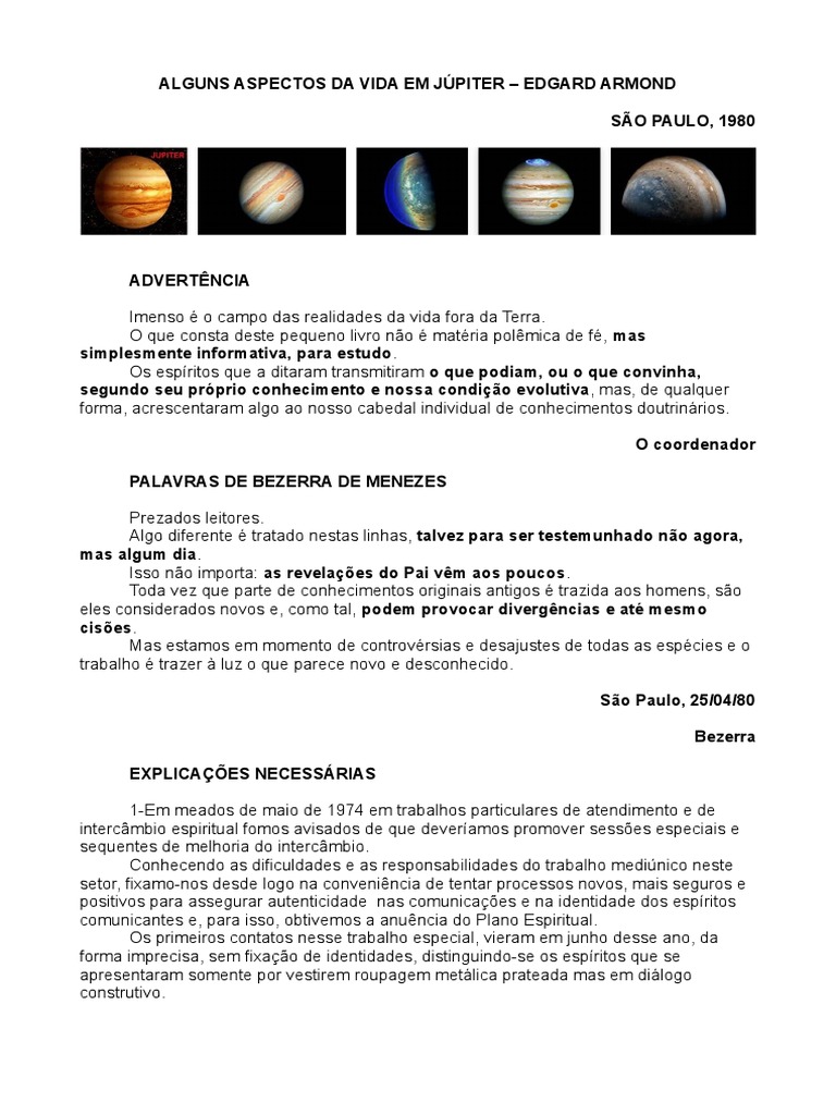 Alguns Aspectos Da Vida em Jupiter - Edgard Armond | PDF | Terra | Vida