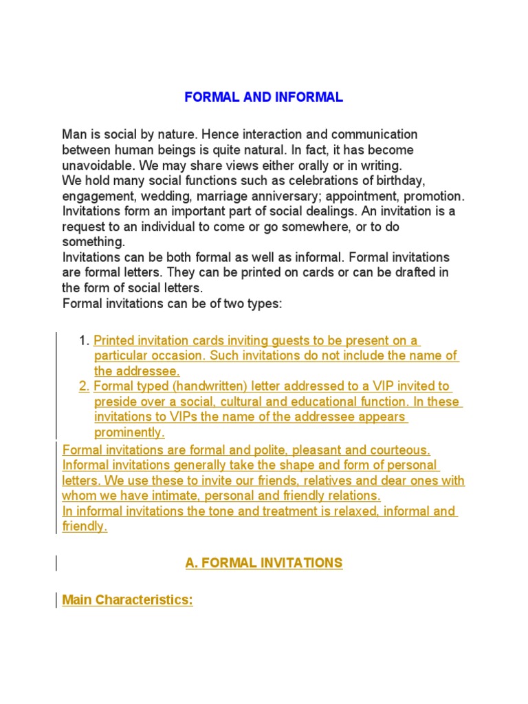 Formal and Informal Invitations | PDF | Sports & Recreation