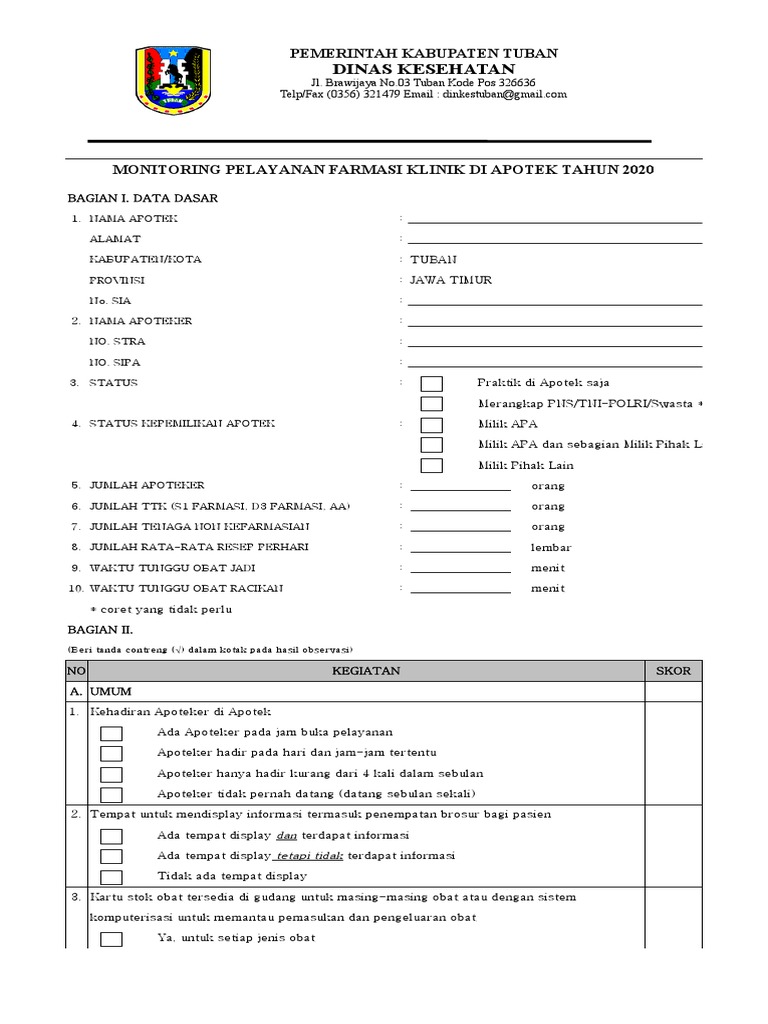 Form Monev Yanfar Apotek | PDF